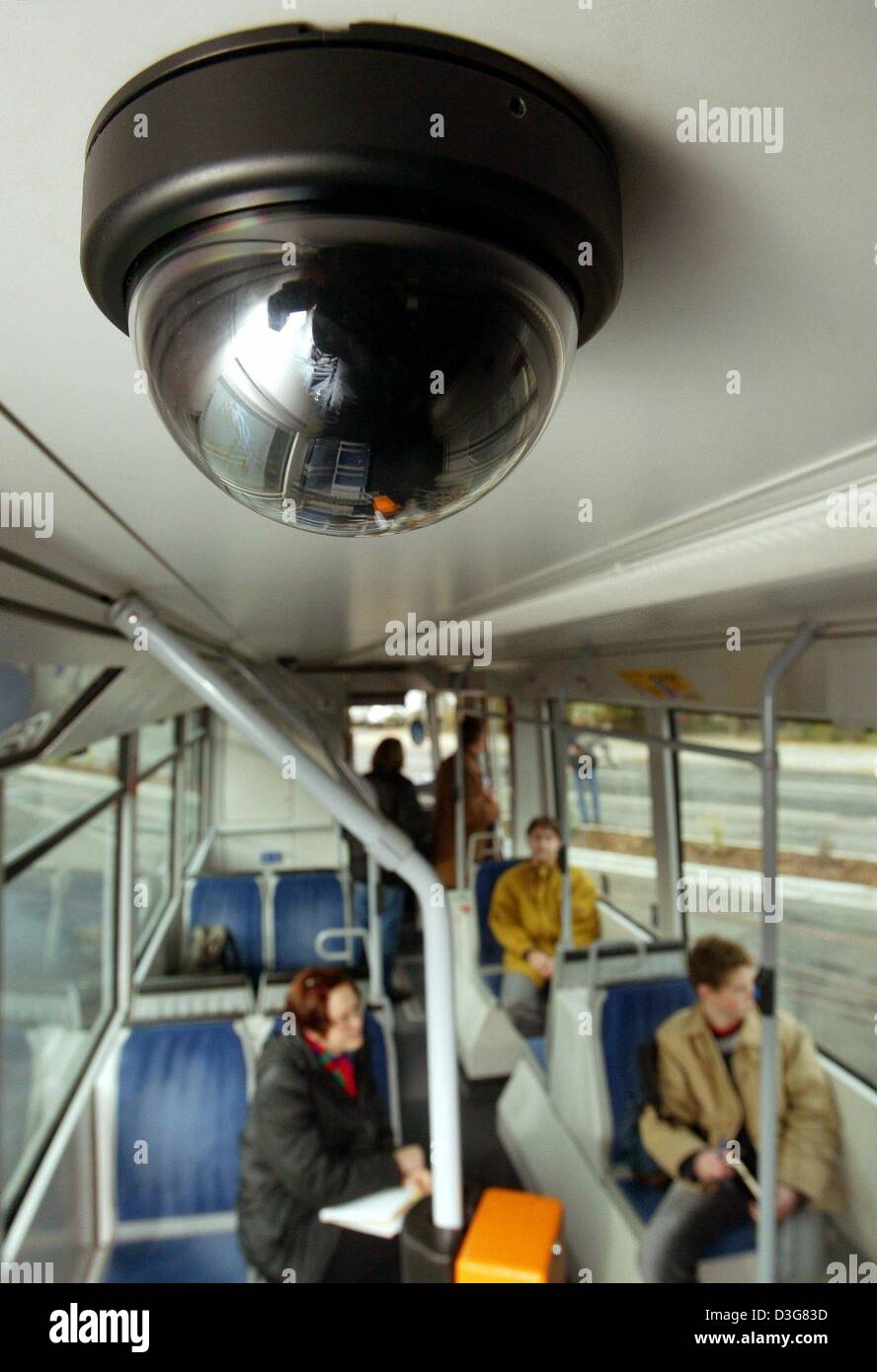 (dpa) - A new video surveillance system, mini cameras covered by a ...