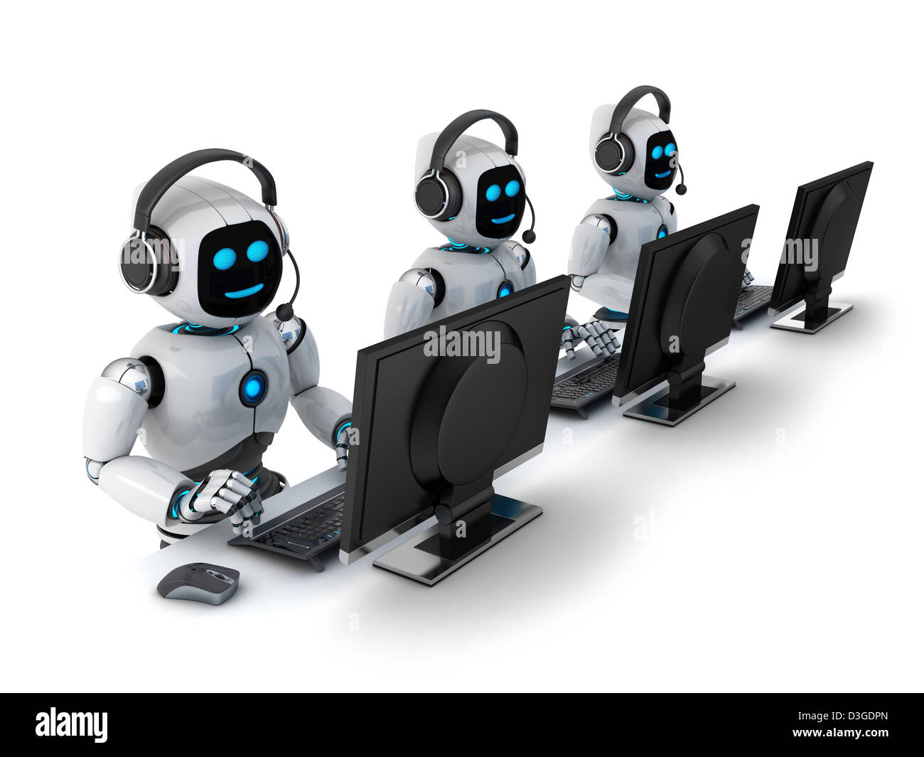 Robots with headphones (done in 3d Stock Photo - Alamy