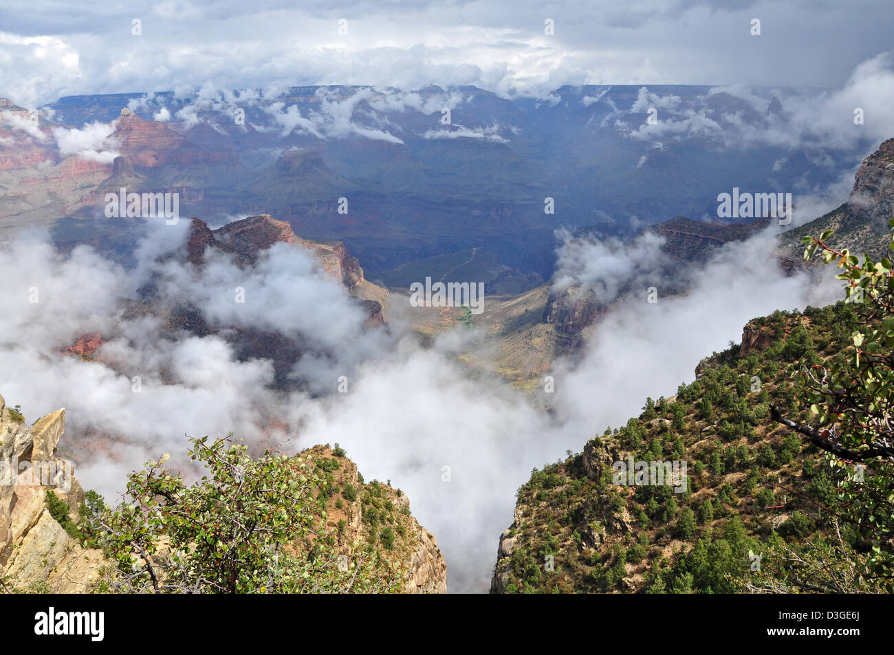 A weather inversion at Grand Canyon's South Rim Village causes clouds ...