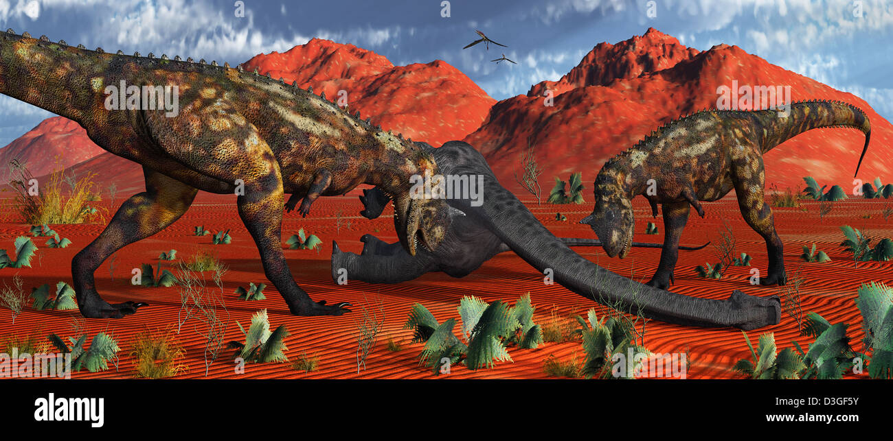 Carnotaurus Meal Time Stock Photo - Alamy