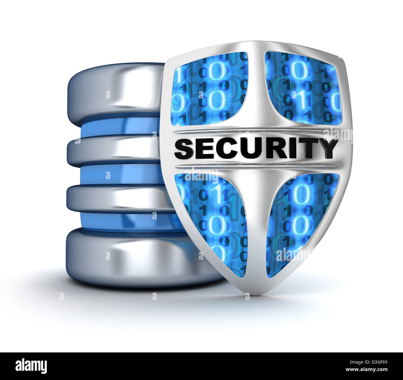 Shield and database (done in 3d Stock Photo - Alamy