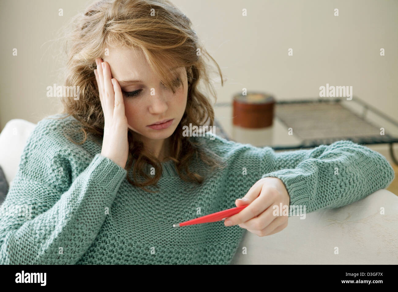 WOMAN WITH FEVER Stock Photo - Alamy