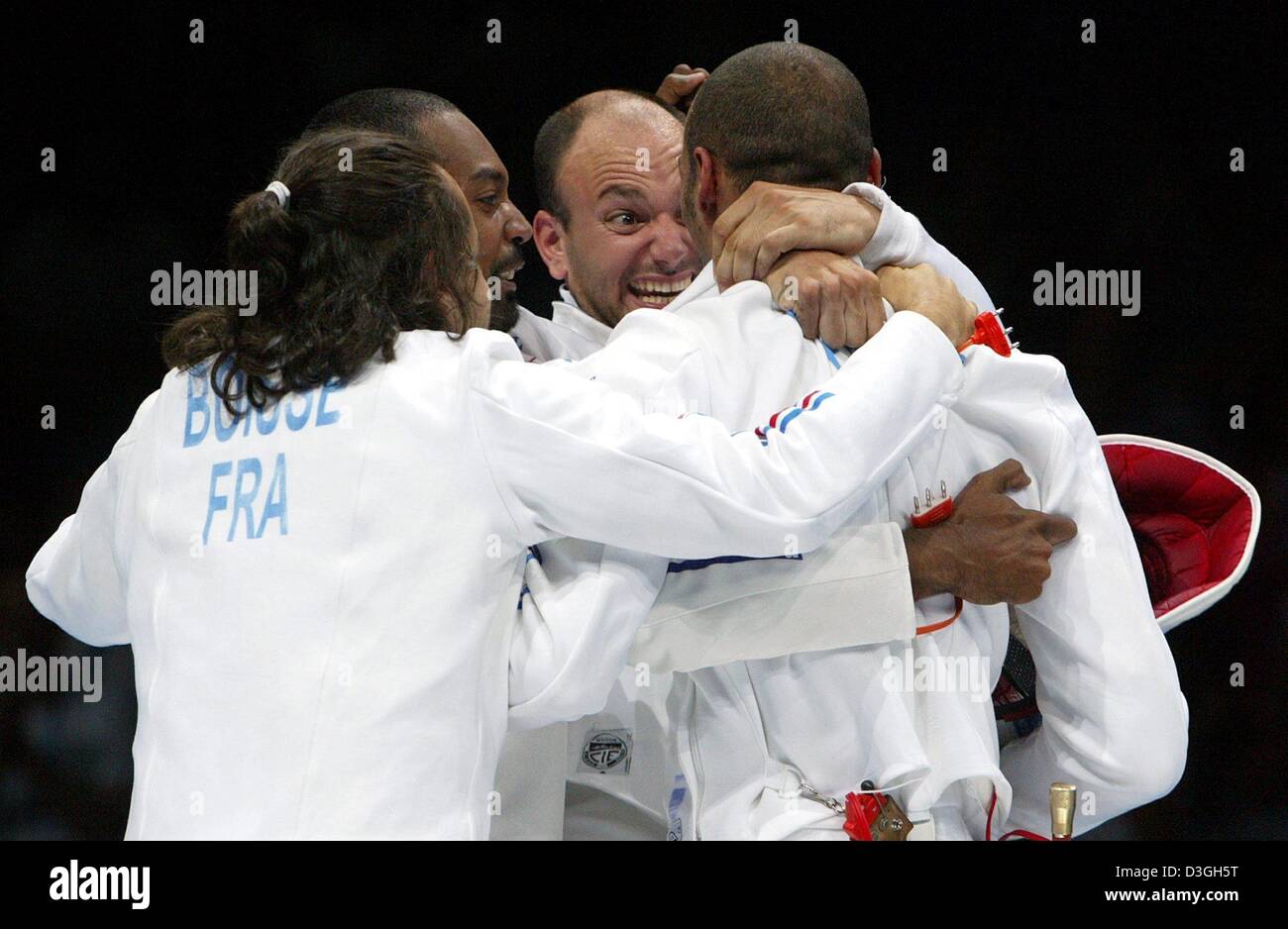 (dpa) - France's (from L:) Eric Boisse, Jerome Jeannet, Hugues Obry and ...
