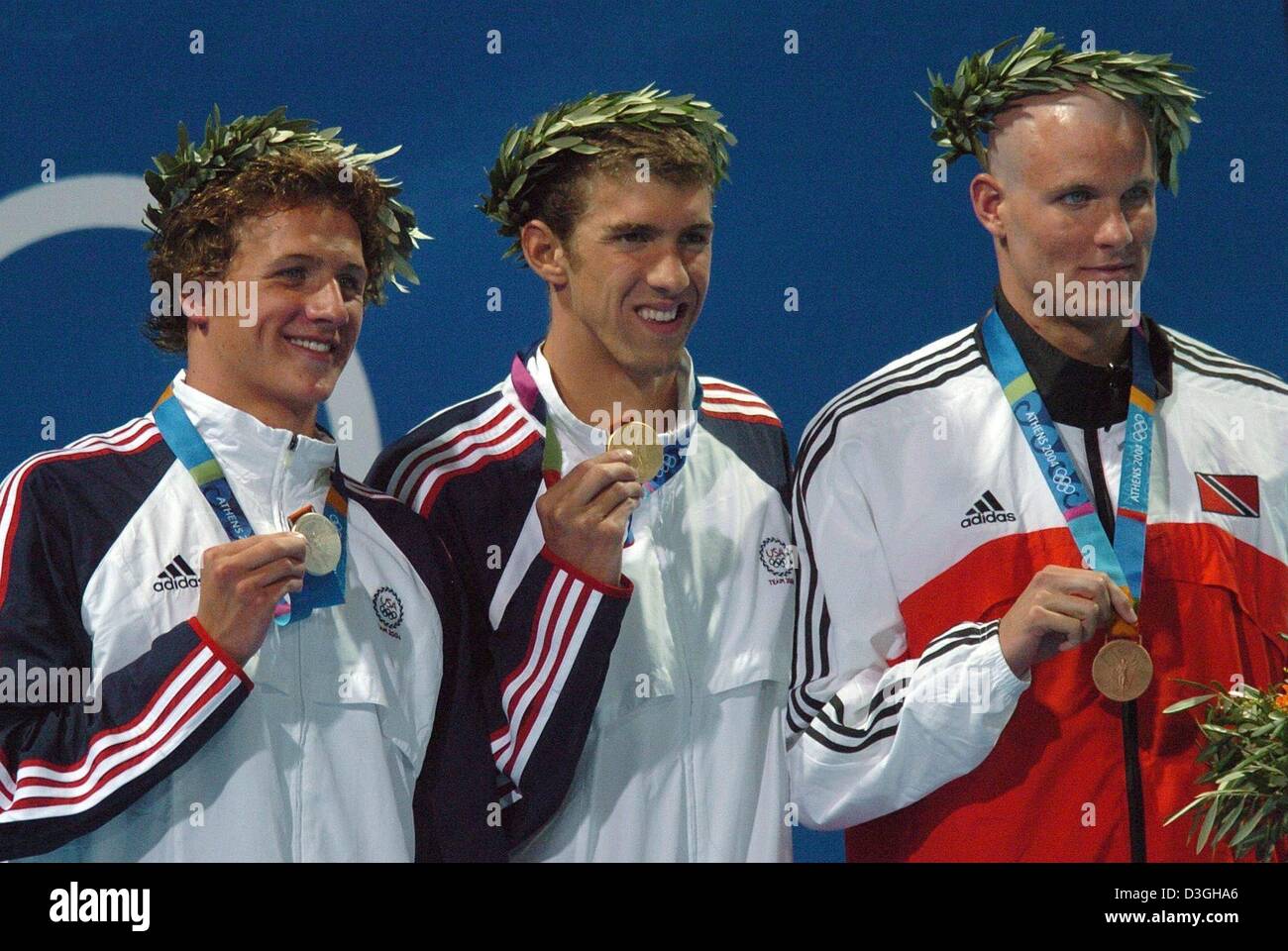 (dpa) - US swimmers Michael Phelps (C) and Ryan Lochte (L) and George ...