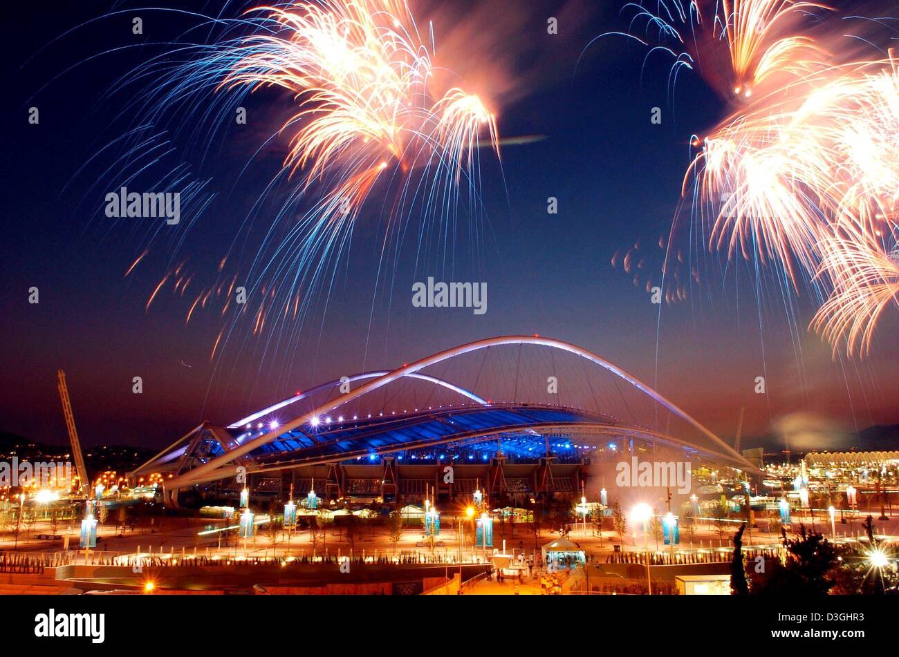 (dpa) - Fireworks over the Olympic stadium during the opening ceremony ...
