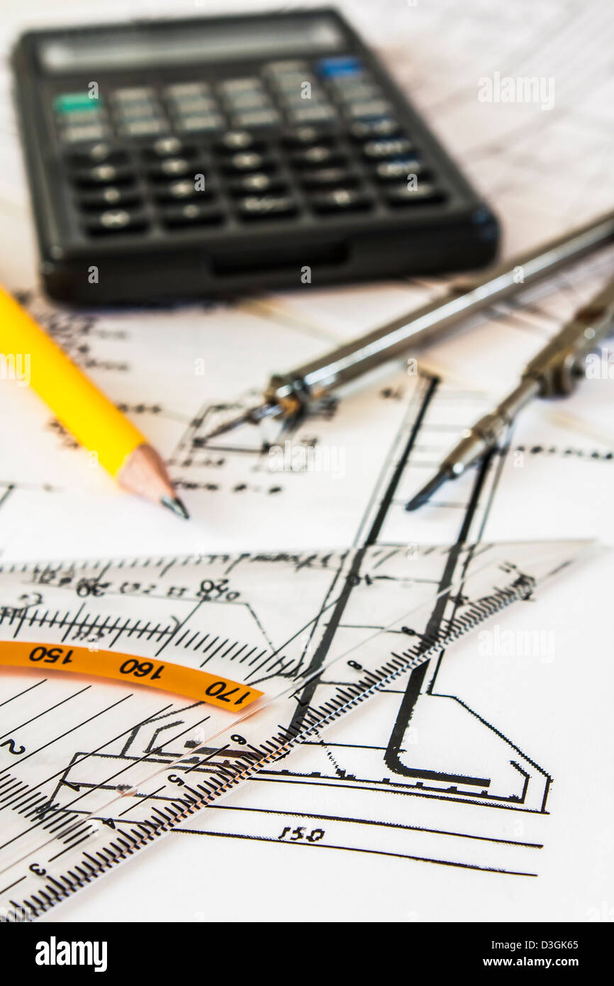 Technical drawings calculator hi-res stock photography and images - Alamy