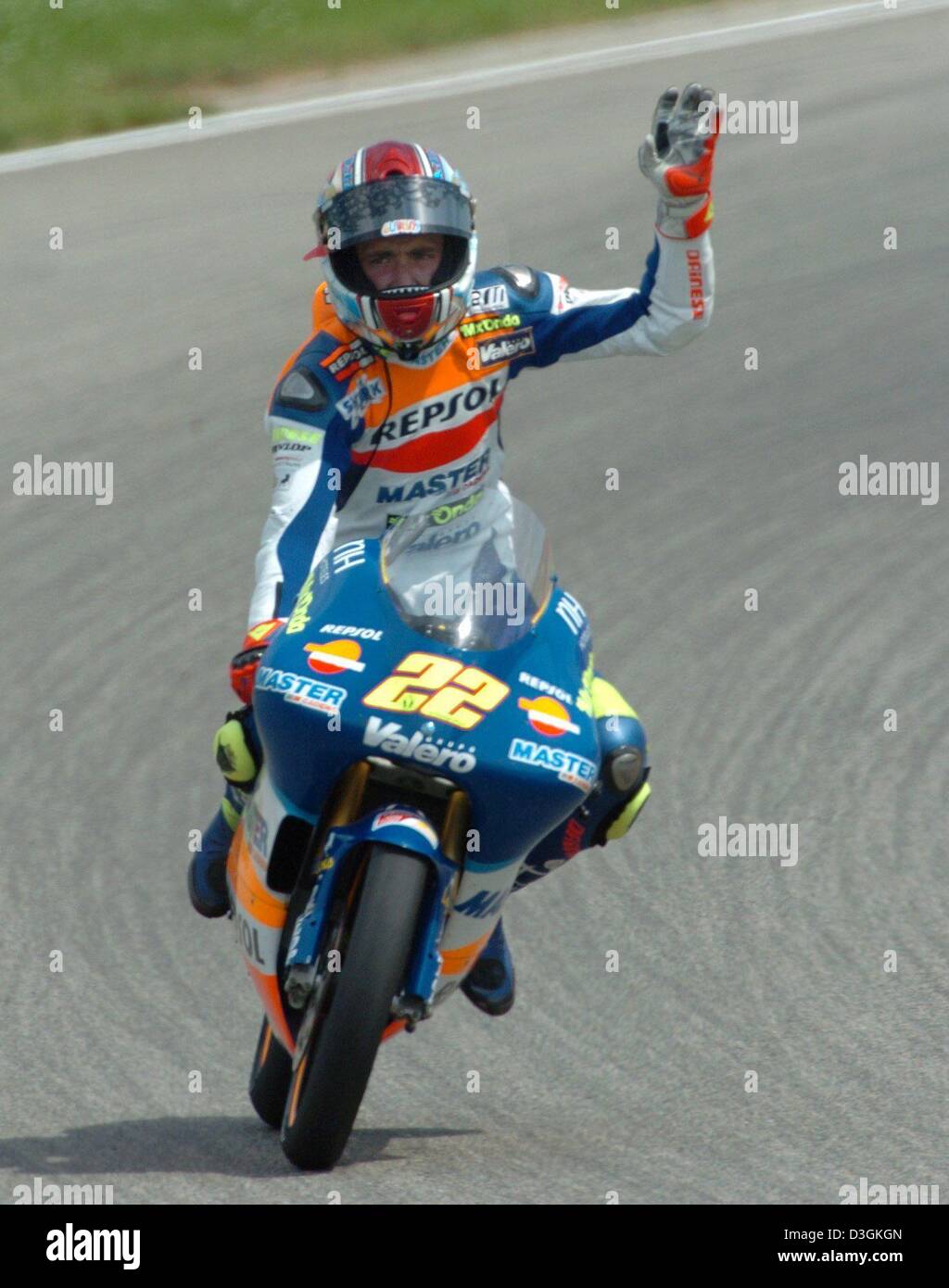 (dpa) - Spanish motorcyclist Pablo Nieto of team Aprilia celebrates ...