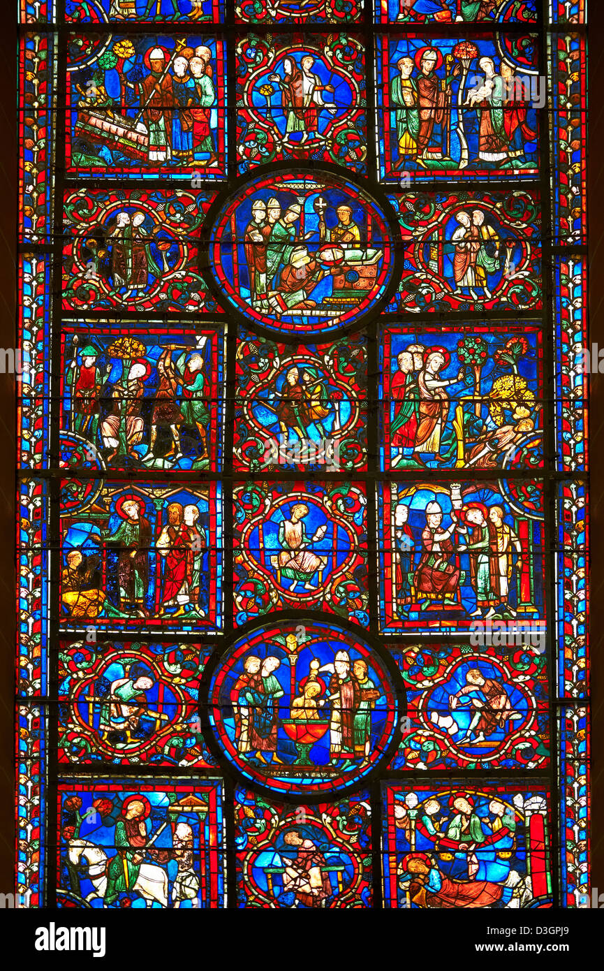 Medieval Windows of the Gothic Cathedral of Chartres, France, dedicated ...