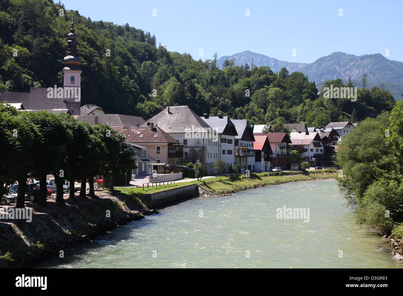Upper Austria - Lauffen, part of municipality Bad Ischl. Traun river ...
