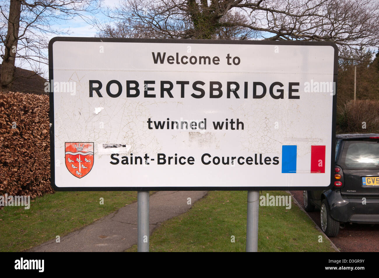 Welcome To Robertsbridge East Sussex UK Sign Town Twinning Signs Stock ...