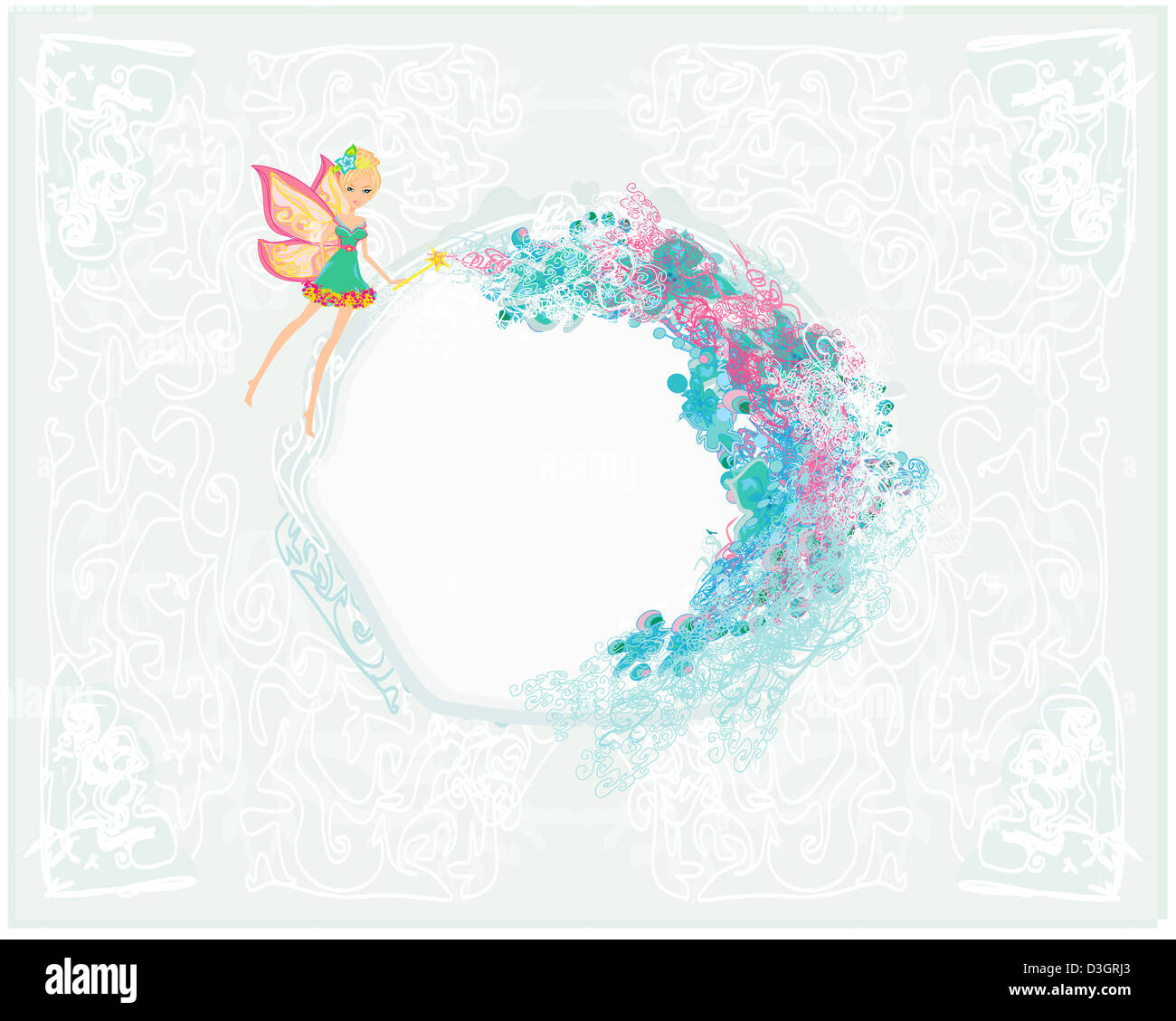 floral background with a beautiful fairy Stock Photo - Alamy