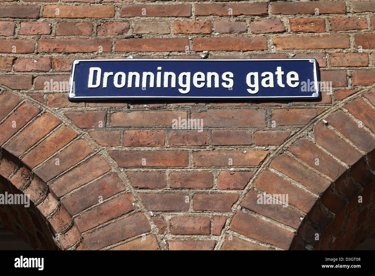 Oslo, capital city of Norway - old street name sign Dronningens Gate ...