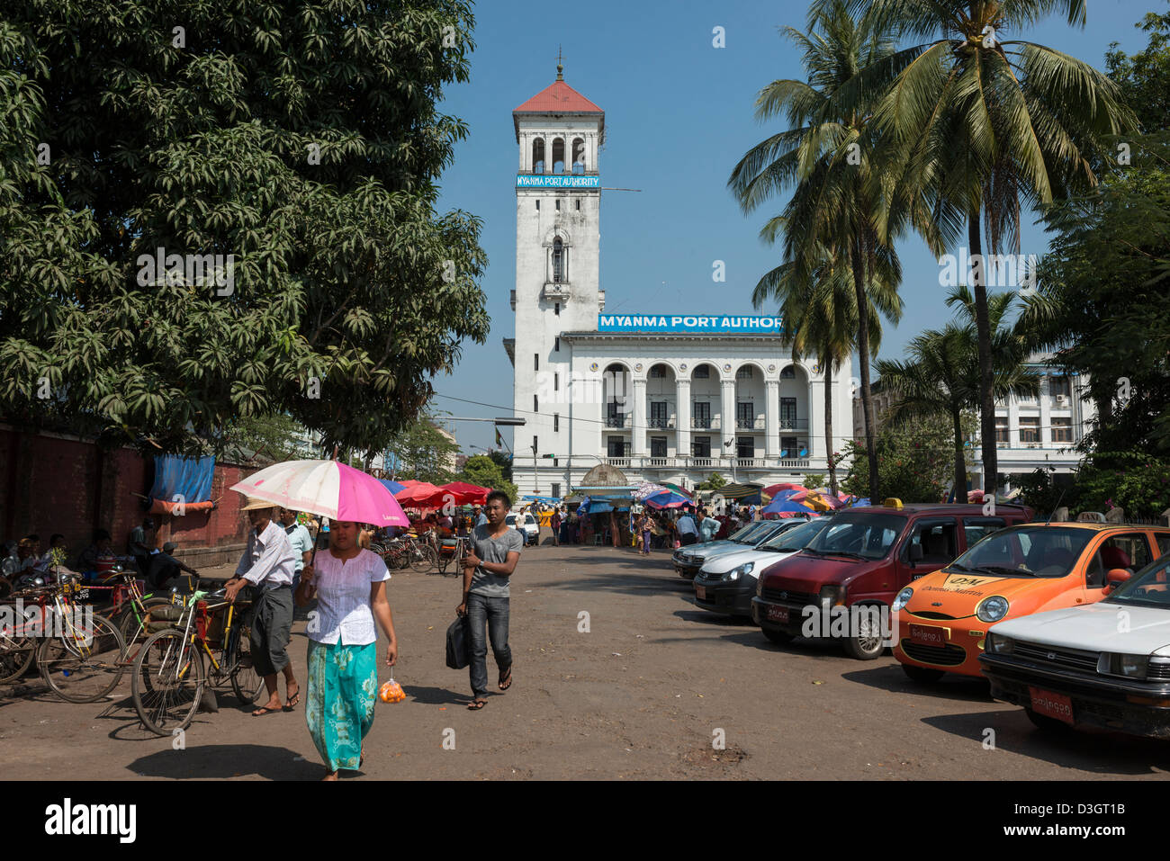 Old colonial building now the Port Authority of Yangon Rangoon Myanmar ...
