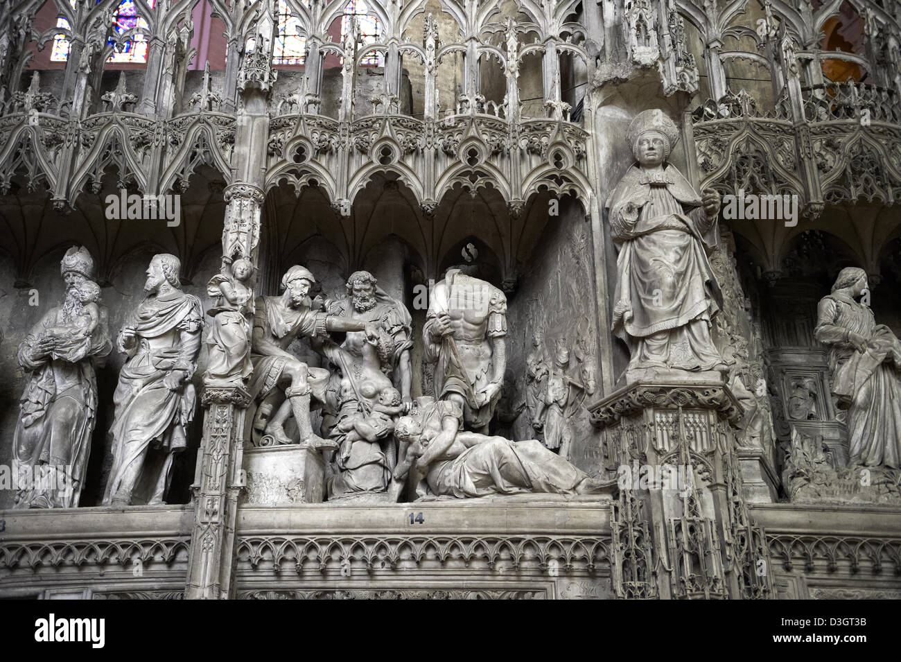 16th century flamboyant gothic Choir screen and ambulatory of the ...