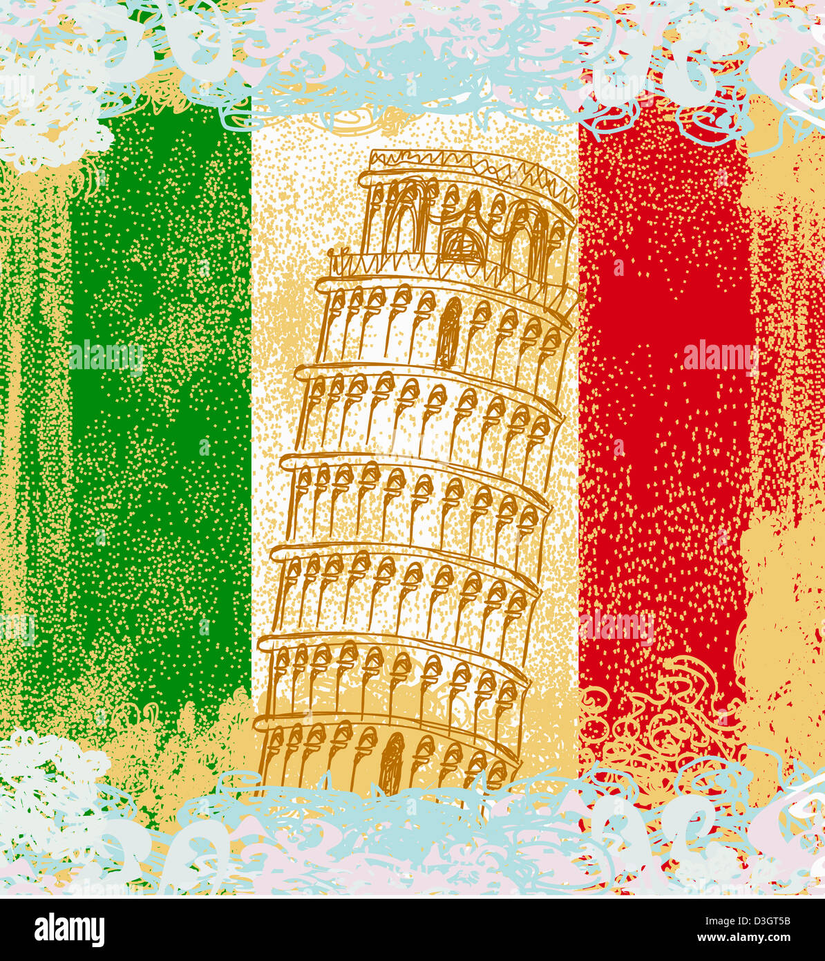 vector pisa tower grunge background Stock Photo - Alamy