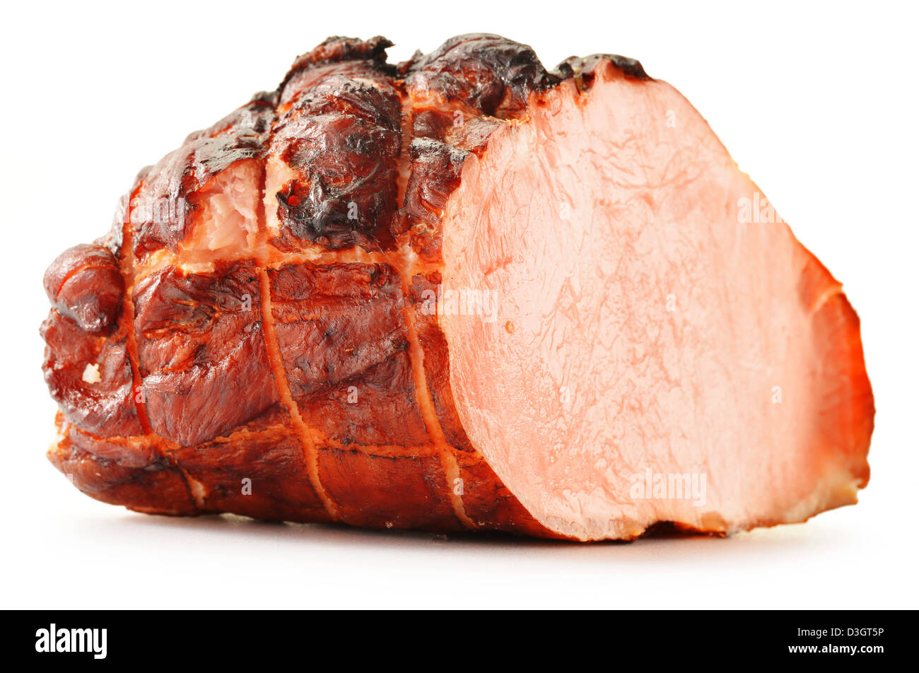 Fresh ham isolated on white background Stock Photo - Alamy