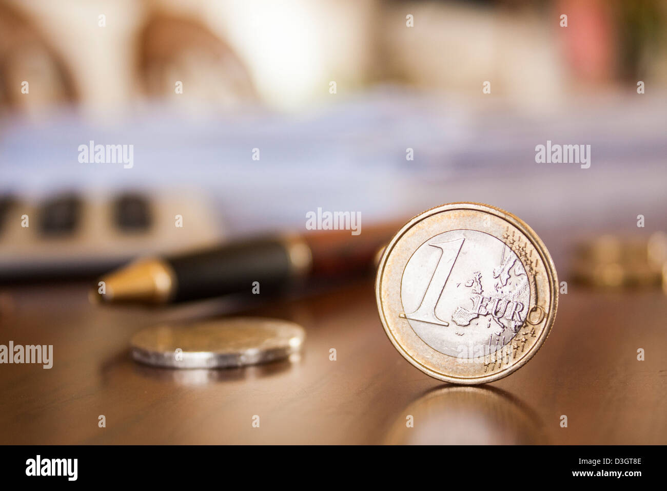 euro up on the working table Stock Photo - Alamy
