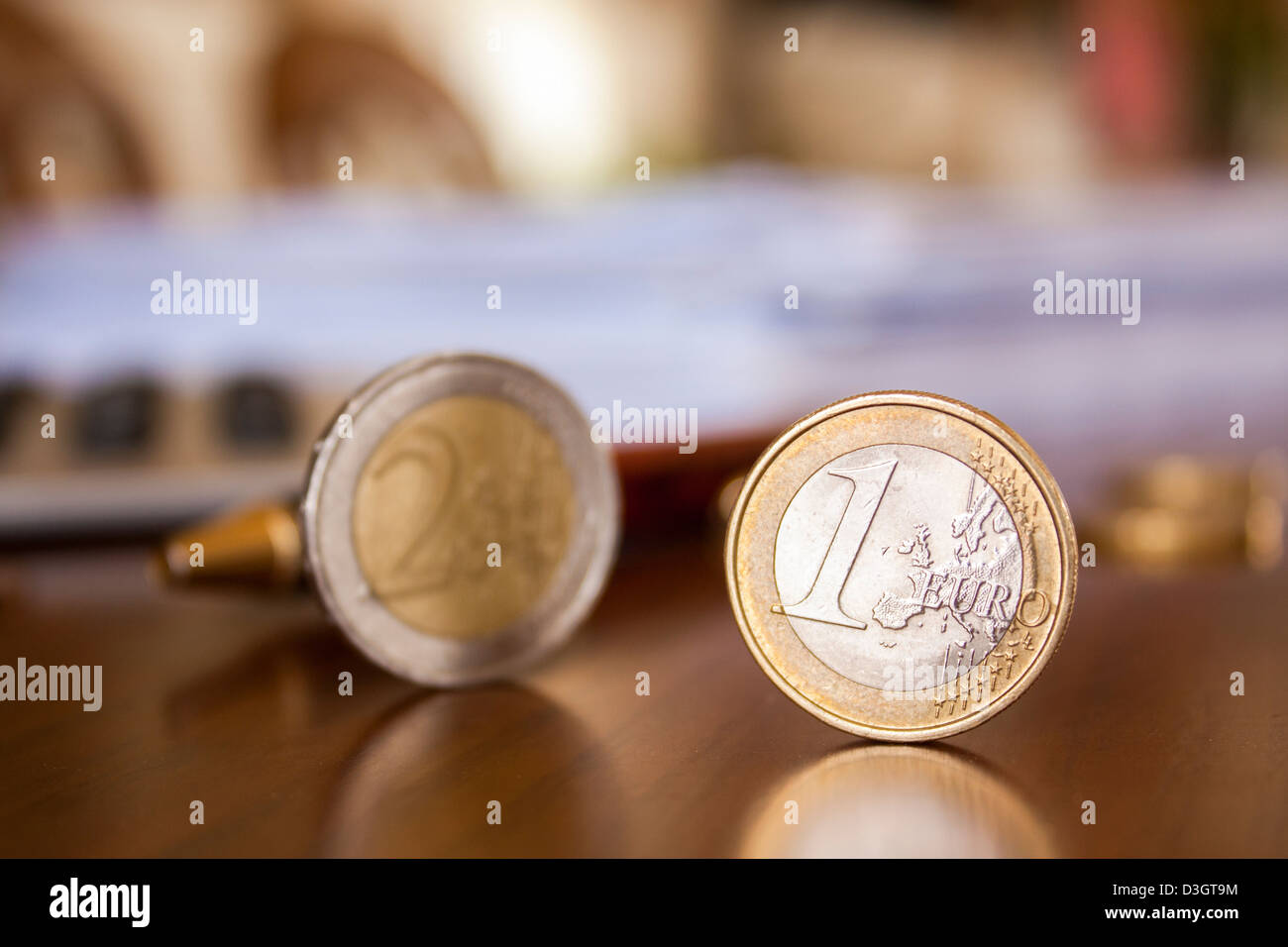 euro up on the working table Stock Photo - Alamy