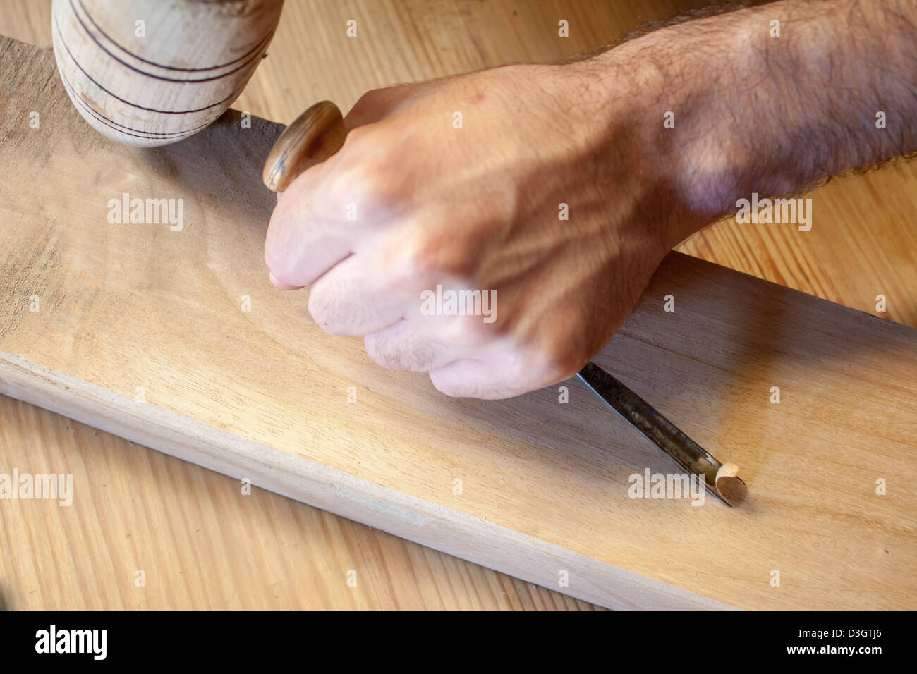 gouge wood chisel carpenter tool working wooden background Stock Photo ...