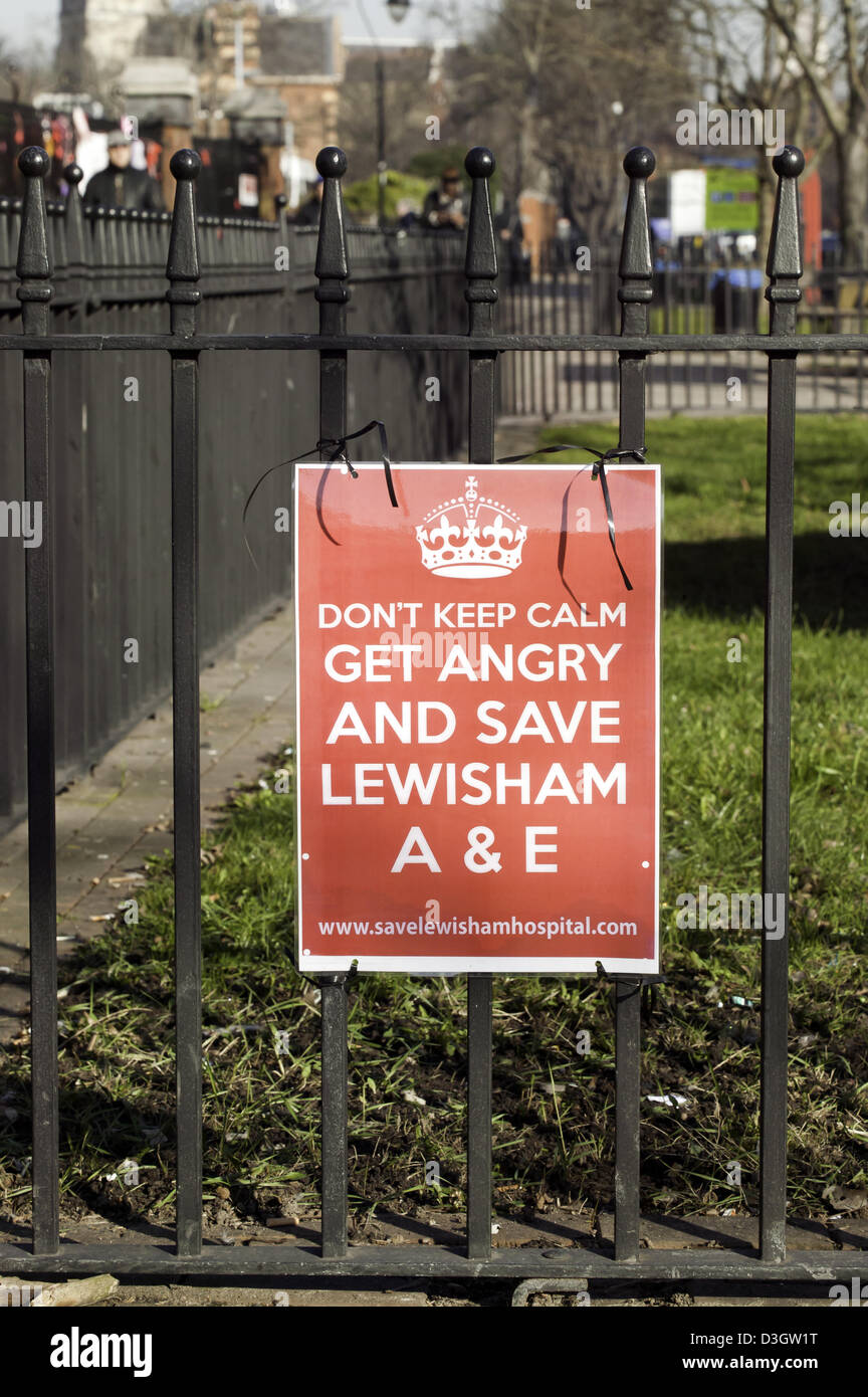 Poster outside Lewisham Hospital made and posted by the Save Lewisham ...