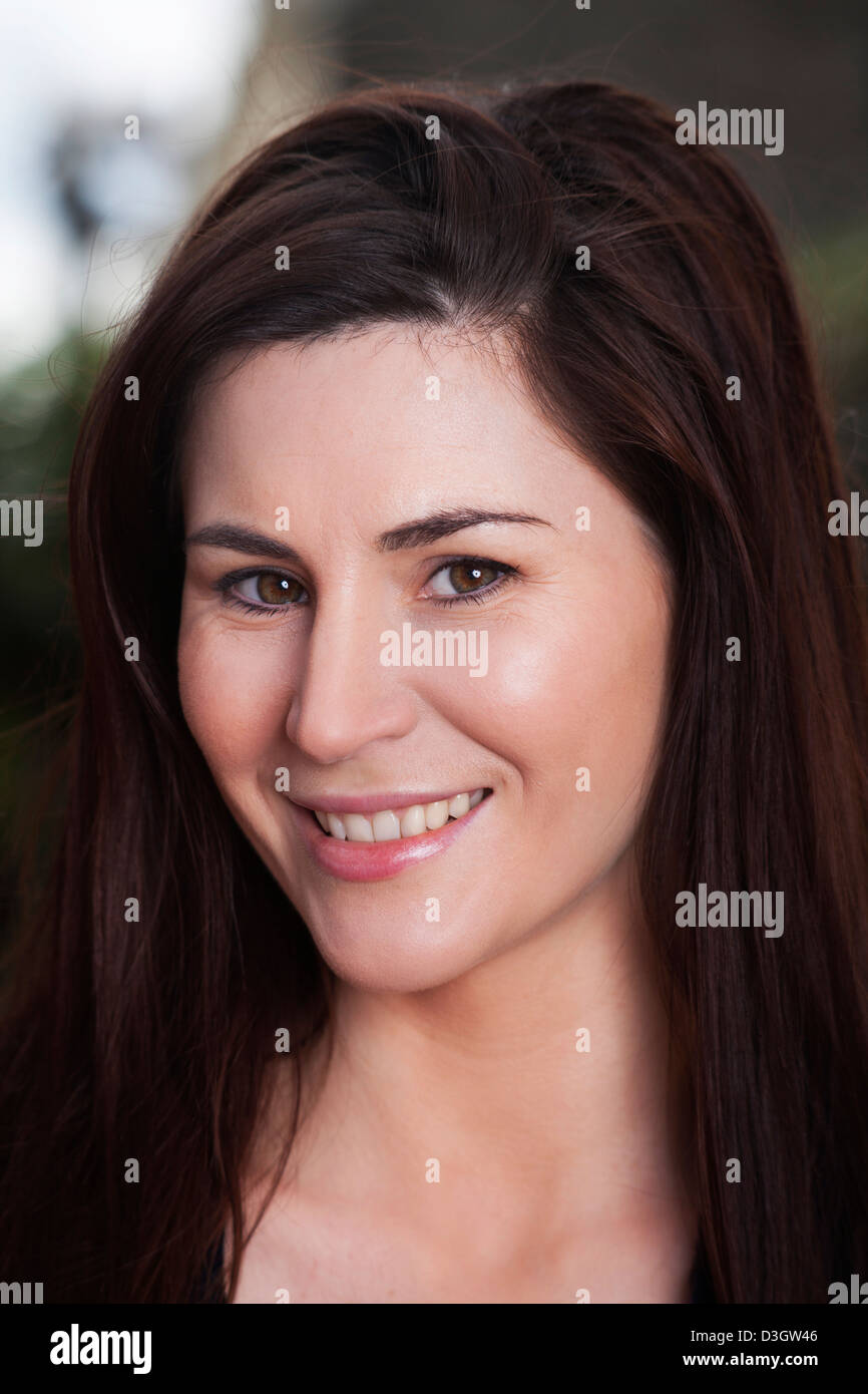 Women, 30s, Human Teeth, Smiling, Beautiful, Cheerful, Portrait, Brown ...