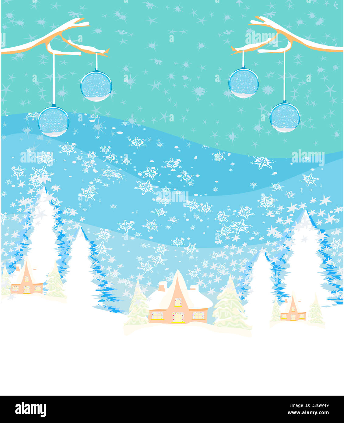 Vector of winter landscape Stock Photo - Alamy