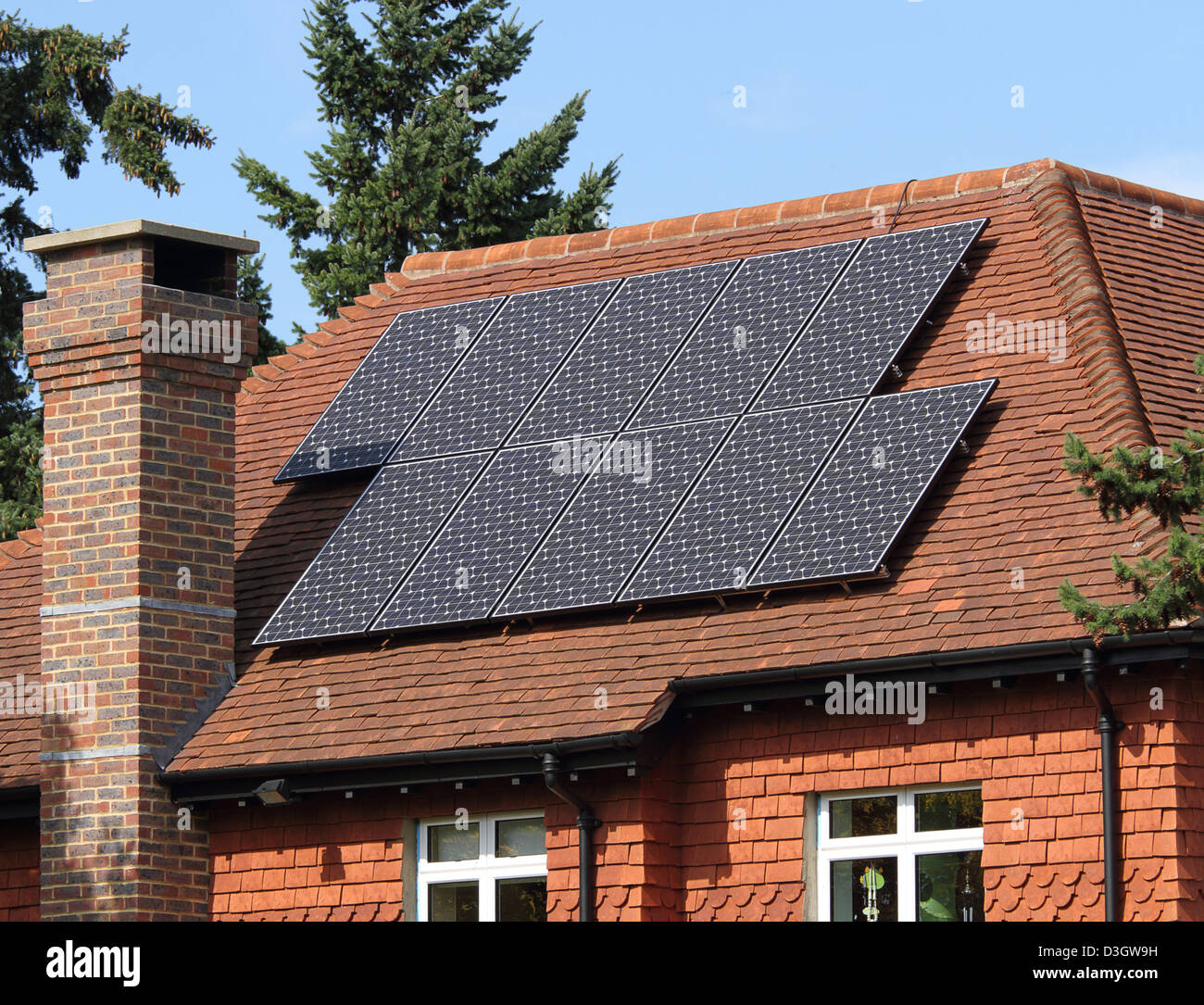 Solar photovoltaic panel roof array Stock Photo - Alamy