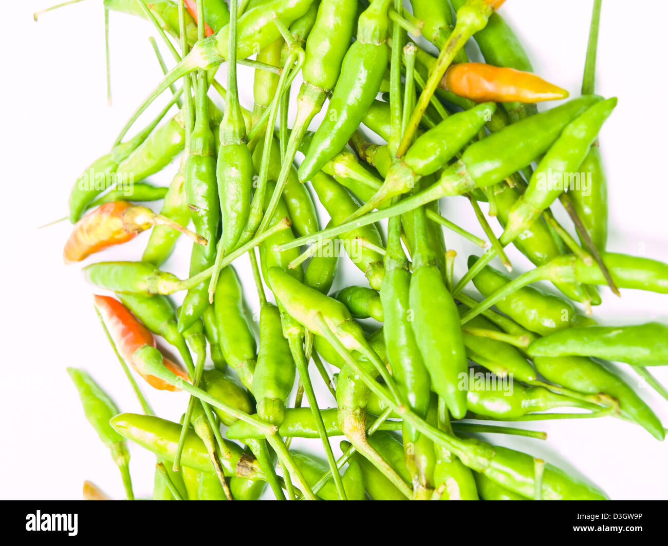 Green birds eye chillies pile from Thailand Stock Photo - Alamy