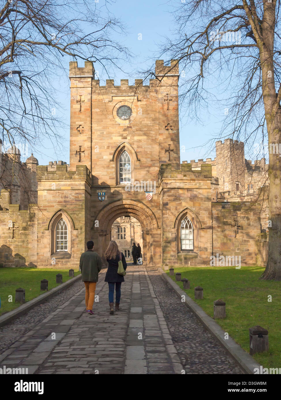 Students walking into the entrance to historic Durham Castle now part ...