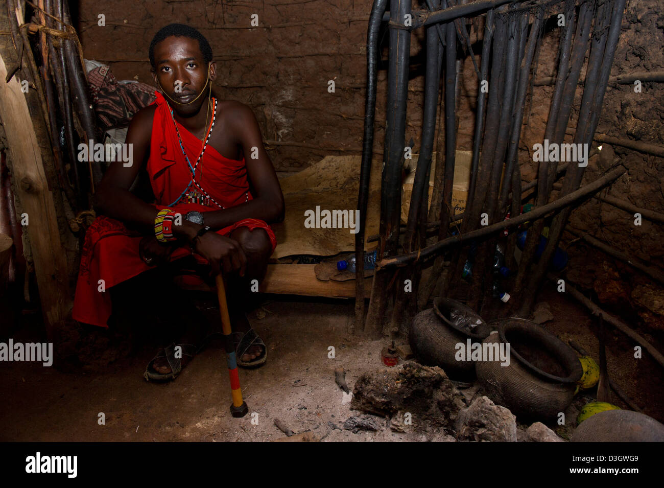 Maasai man in his hut, Ngomongo Village, Kenya Stock Photo - Alamy