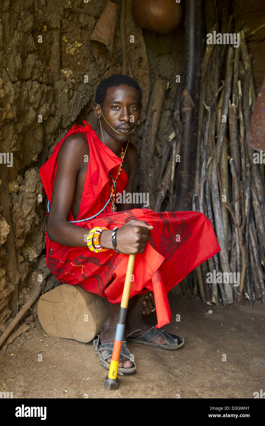 Maasai man in his hut, Ngomongo Village, Kenya Stock Photo - Alamy