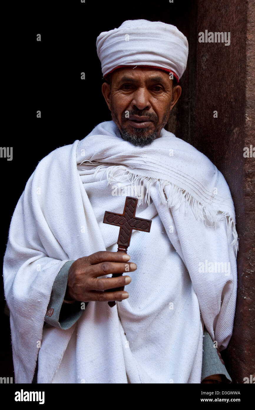 Ethiopian priest lalibela rock church hi-res stock photography and ...