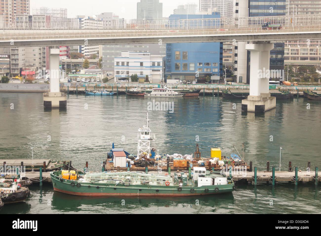 View on Tokyo port from the rainbow bridge, Japan Stock Photo - Alamy