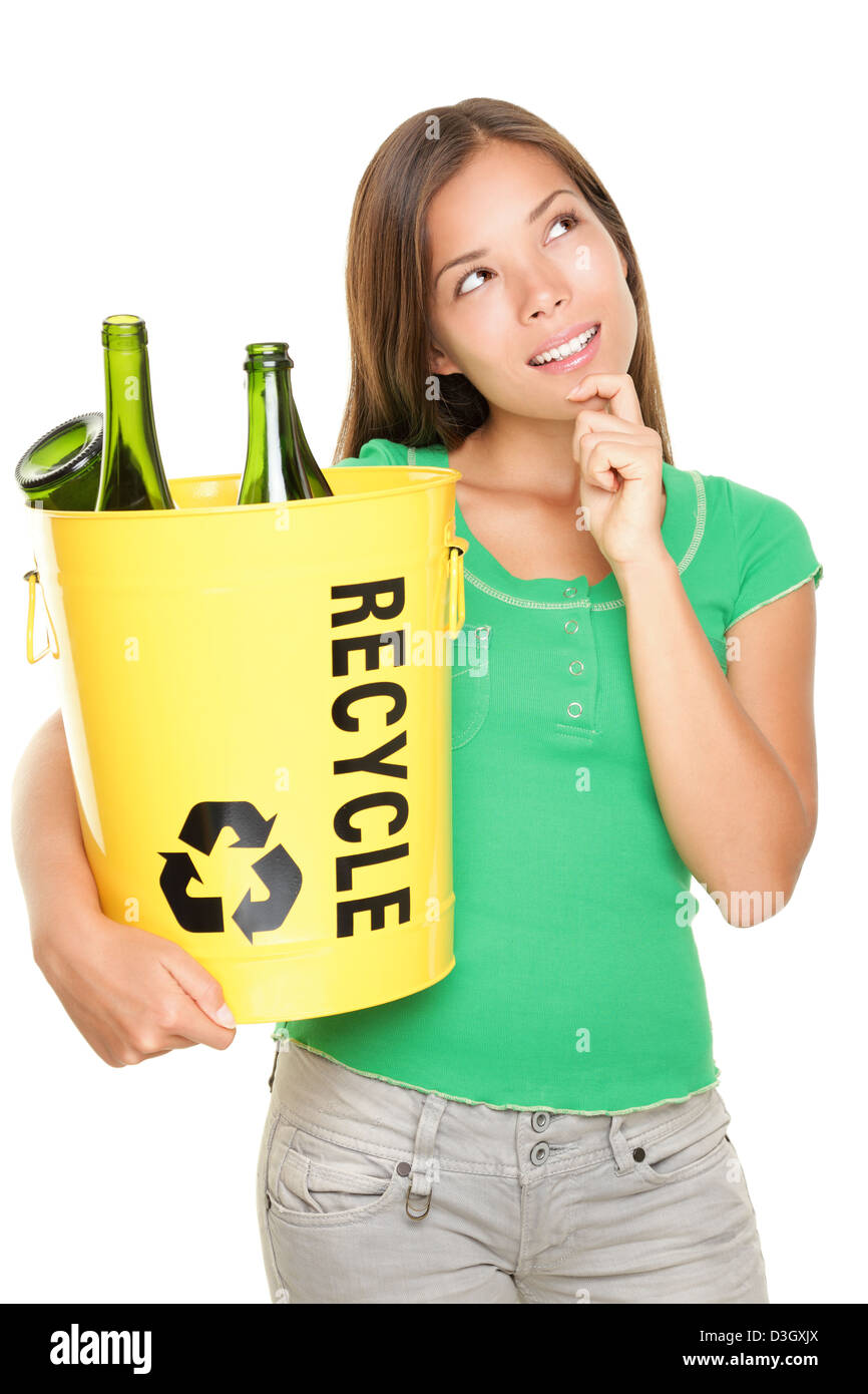 Woman thinking about recycling environment hi-res stock photography and ...