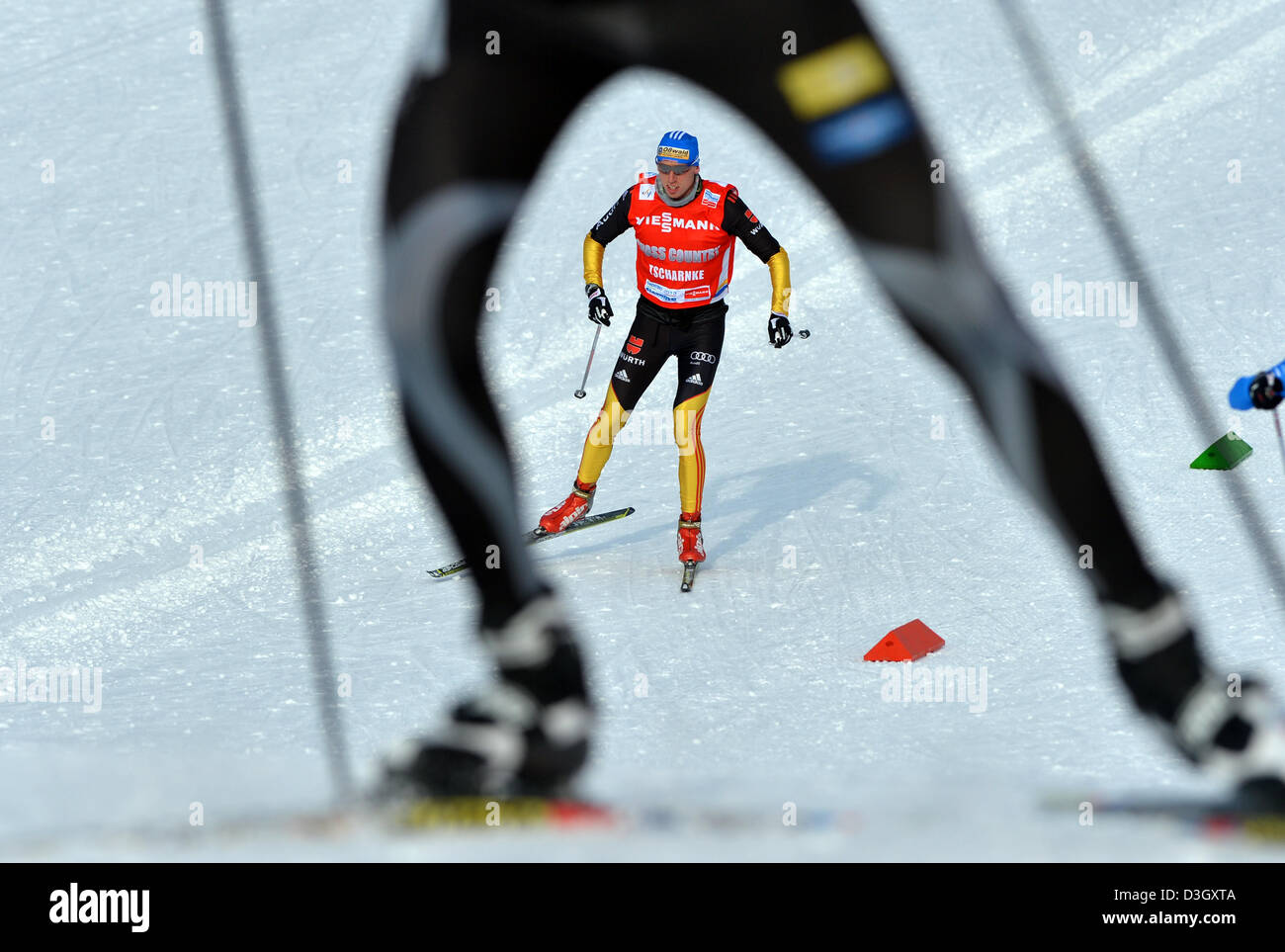 Tim Tscharnke of Germany in action during the Nordic Combined training ...