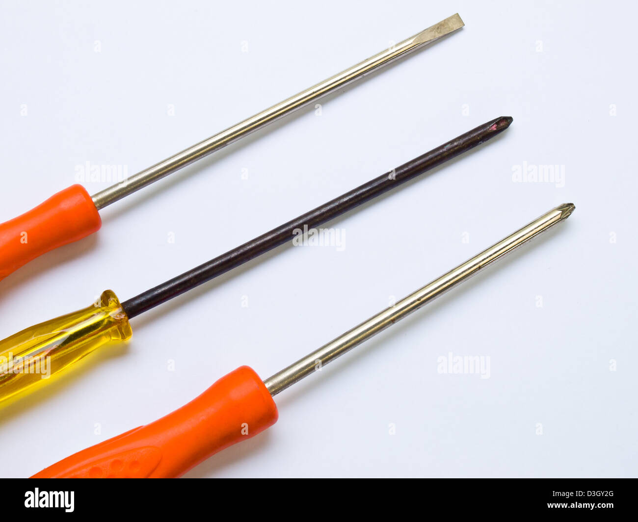 Used screwdrivers isolated on a white background Stock Photo - Alamy