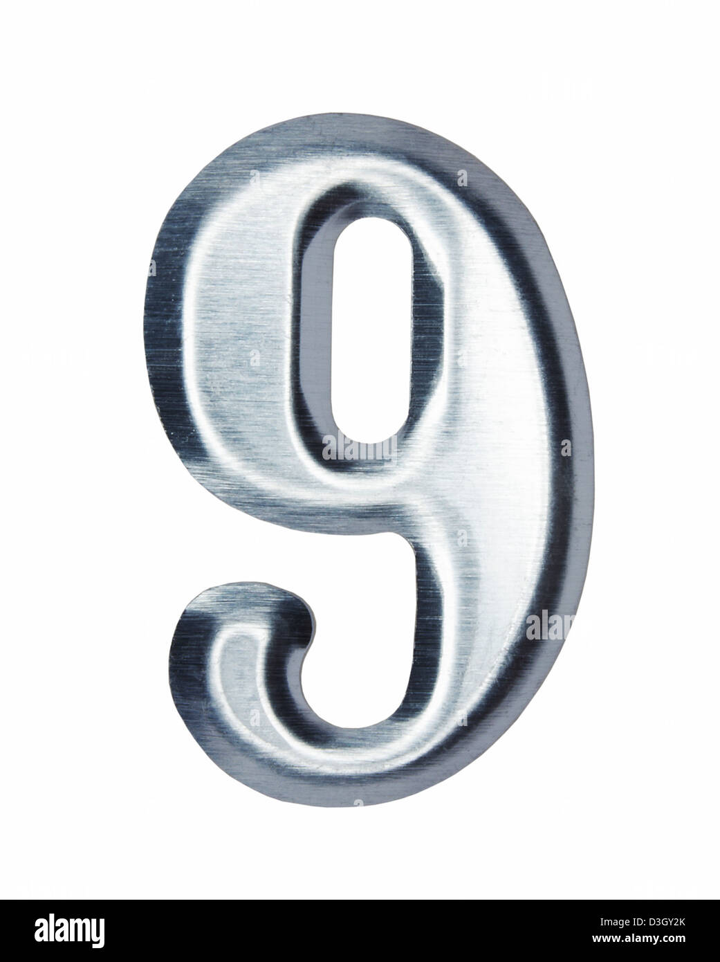 Brushed metal Number 9 nine Stock Photo - Alamy