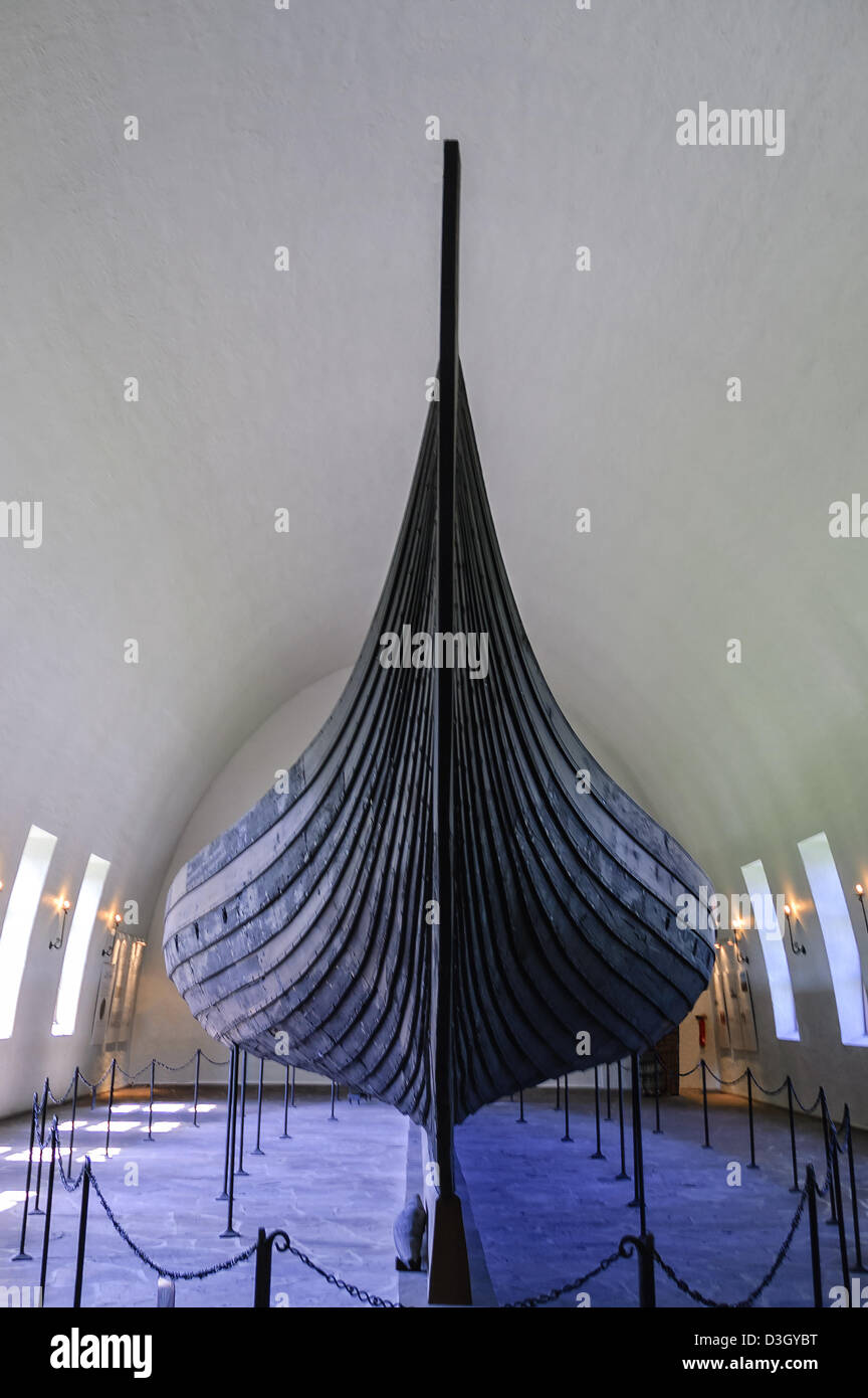 The well preserved Gokstad ship excavated from a burial mound at ...