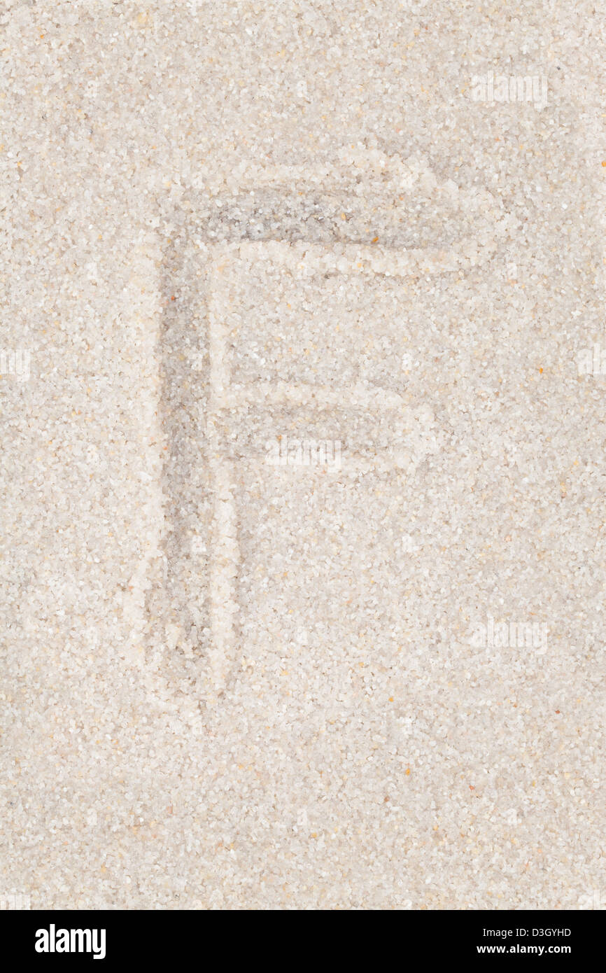 Alphabet writing on sand letter hi-res stock photography and images - Alamy