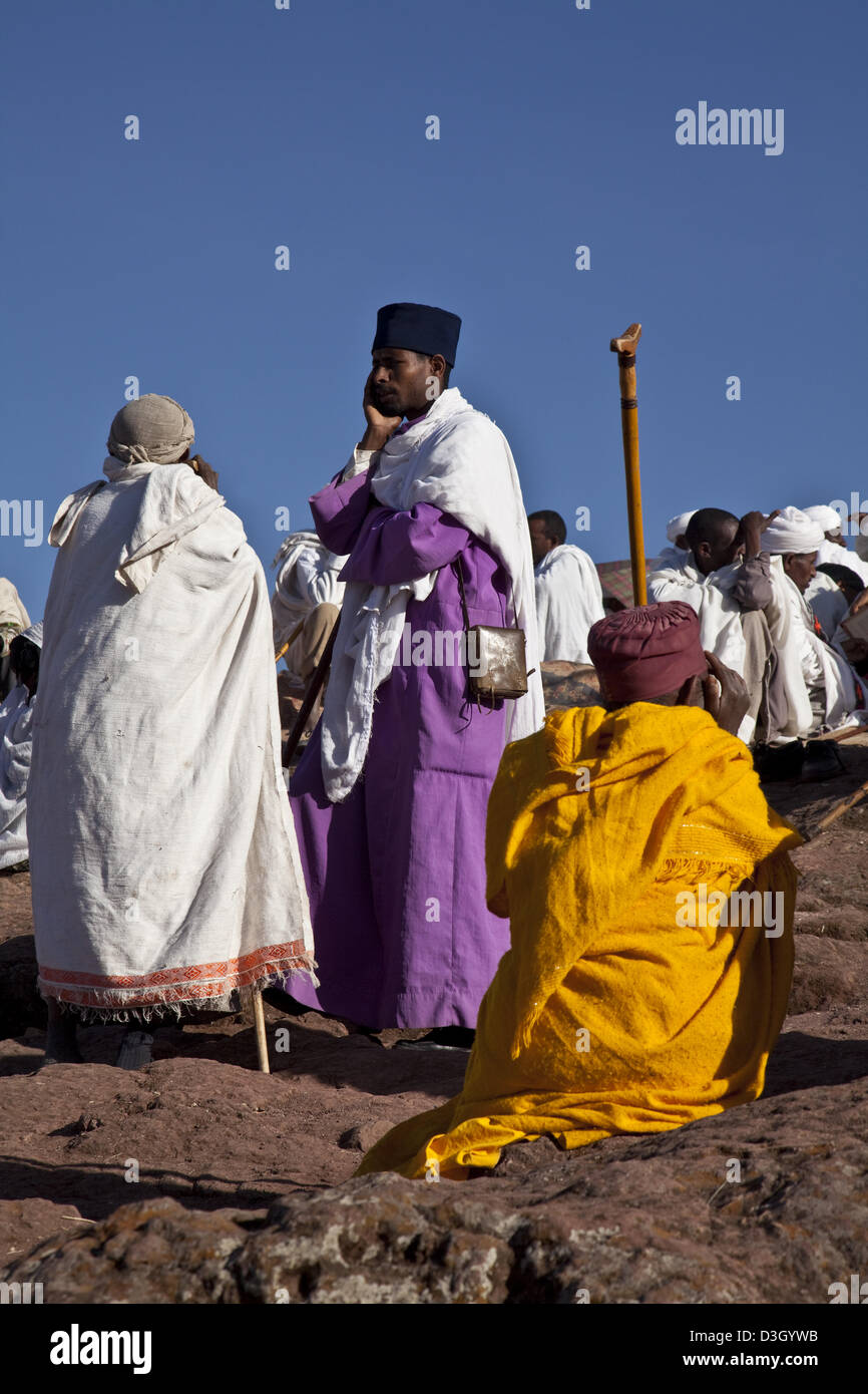 Christian Pilgrims Attending An Outdoor Church Service, Lalibela ...