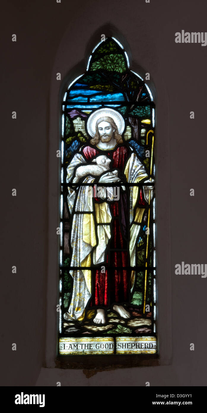 "I am the Good Shepherd" stained glass, St. Andrew`s Church, Cold Aston ...
