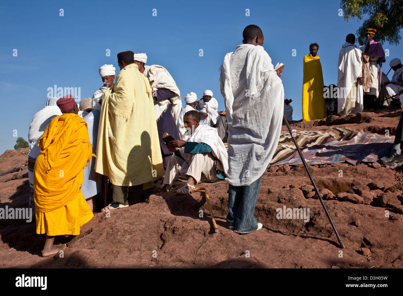 Christian Pilgrims Attending An Outdoor Church Service, Lalibela ...