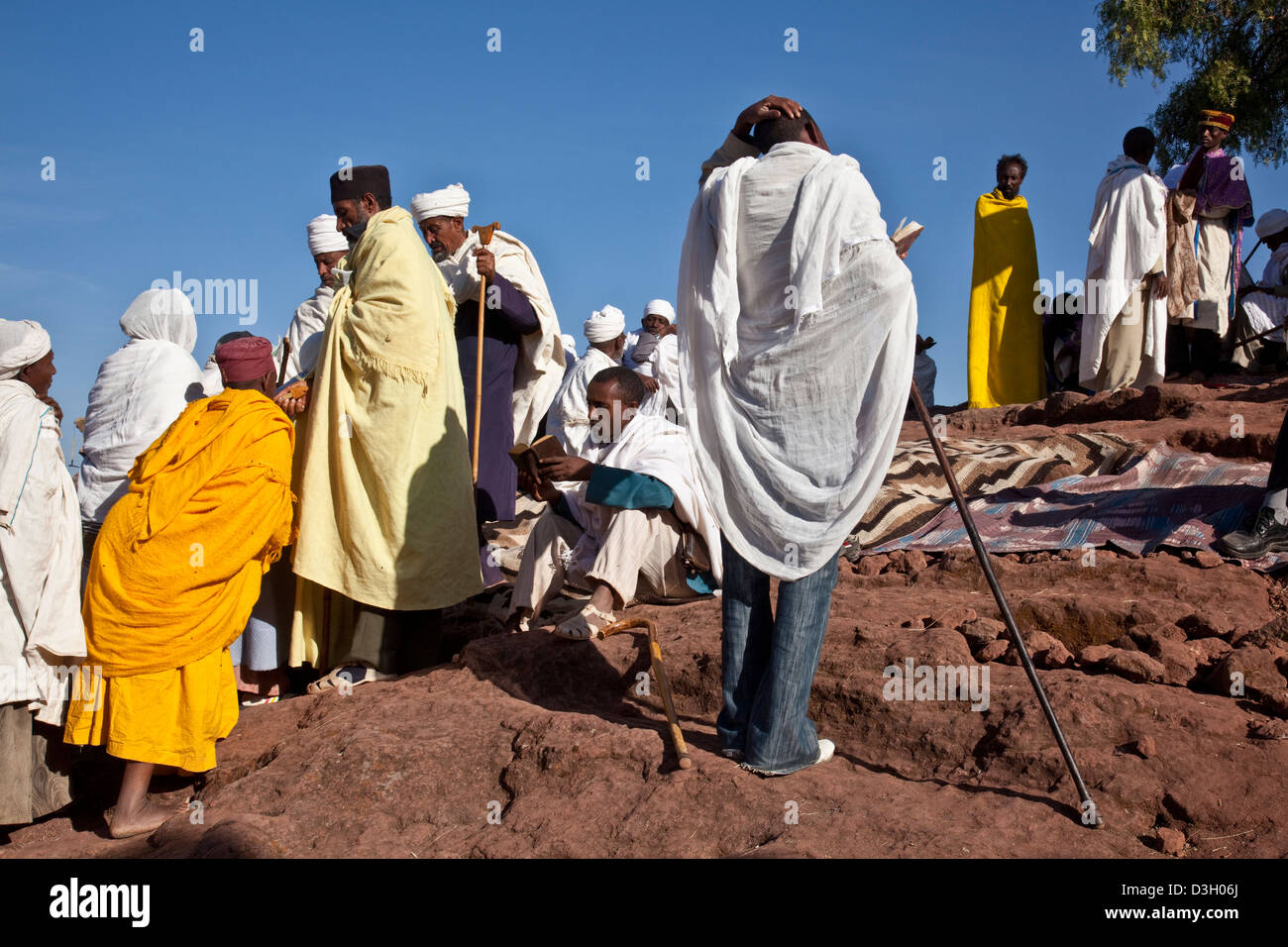 Christian Pilgrims Attending An Outdoor Church Service, Lalibela ...
