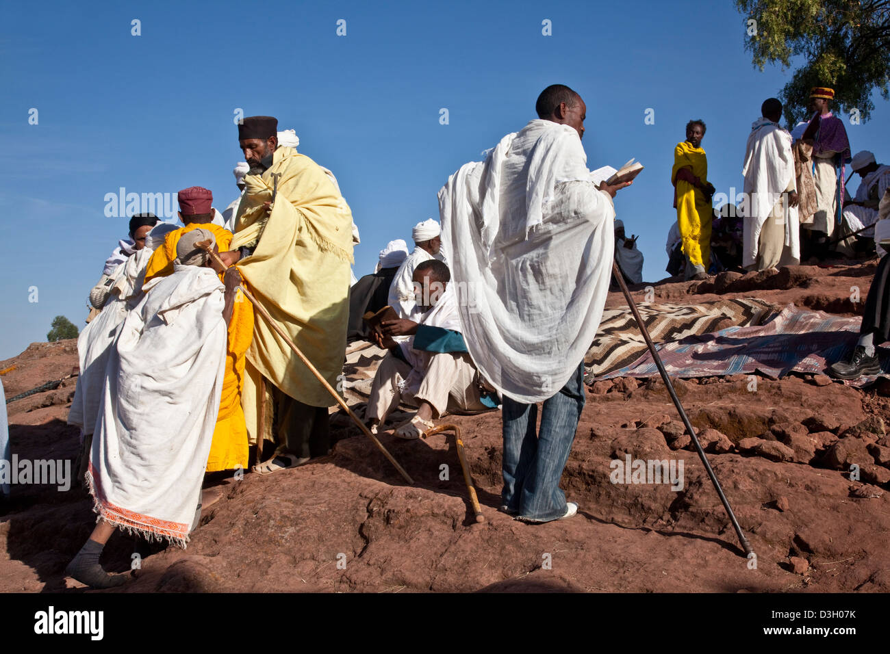 Christian Pilgrims Attending An Outdoor Church Service, Lalibela ...