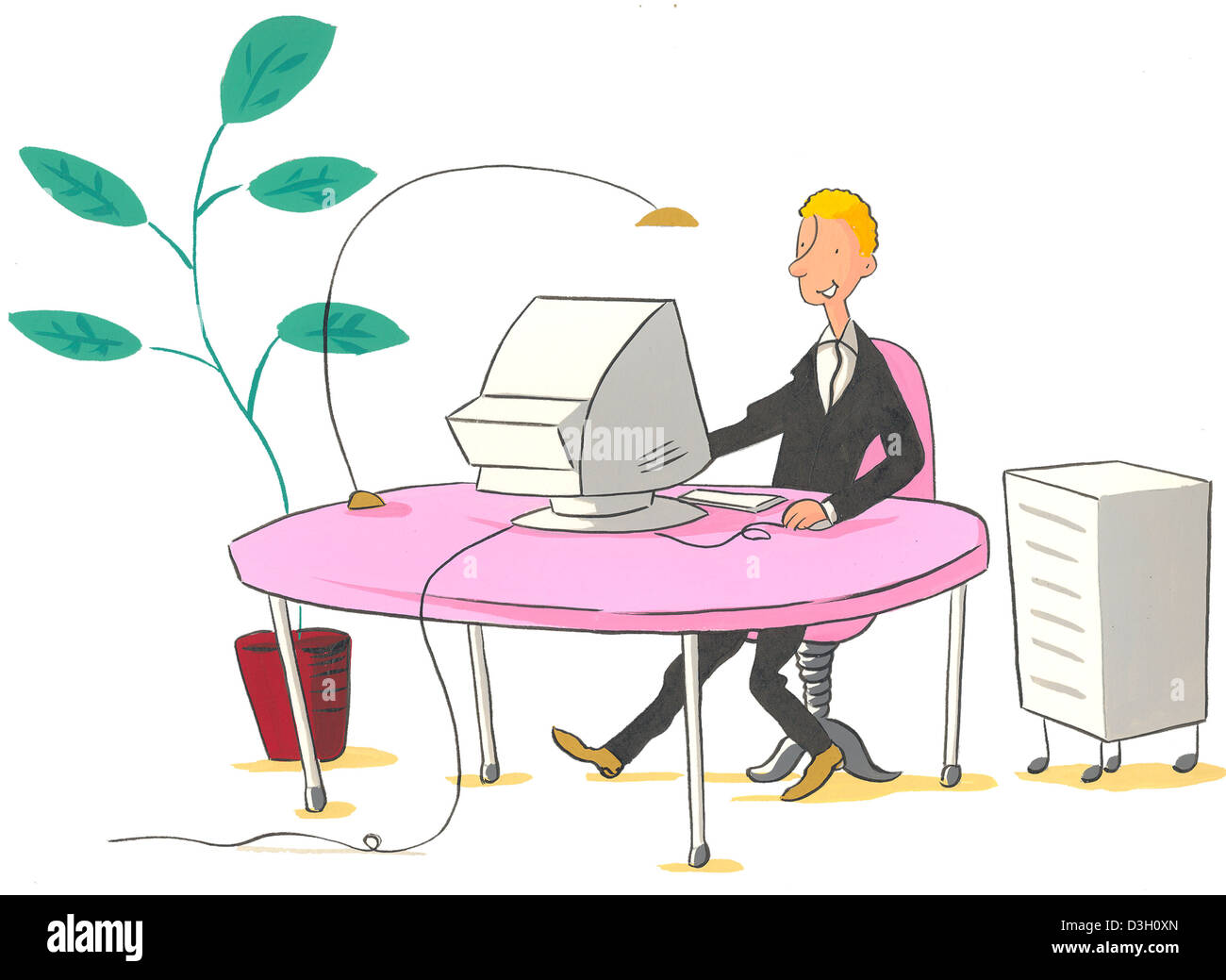 Old people working illustration Cut Out Stock Images & Pictures - Alamy