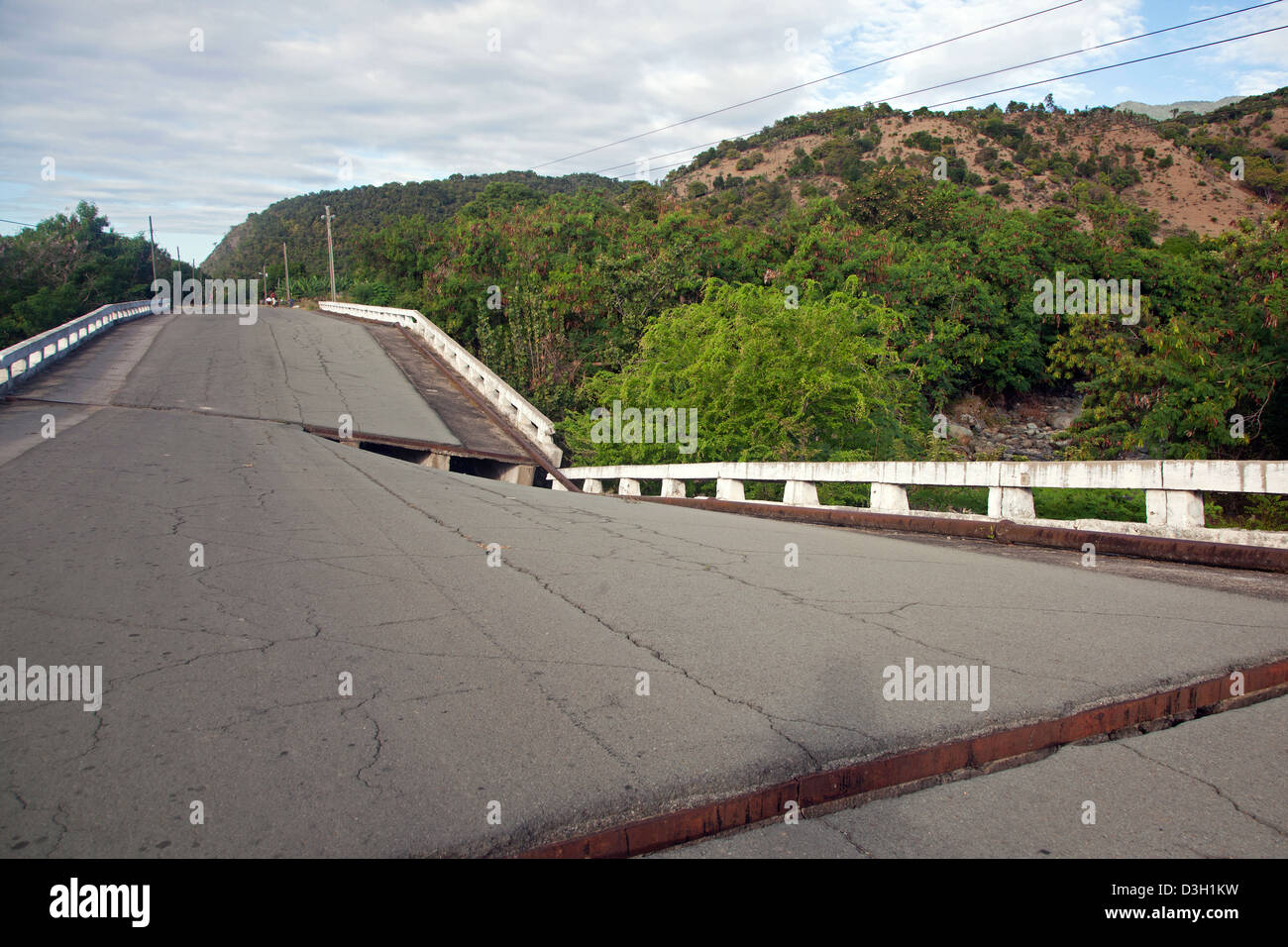 Broken bridge on the coastal road between Santiago de Cuba and the ...