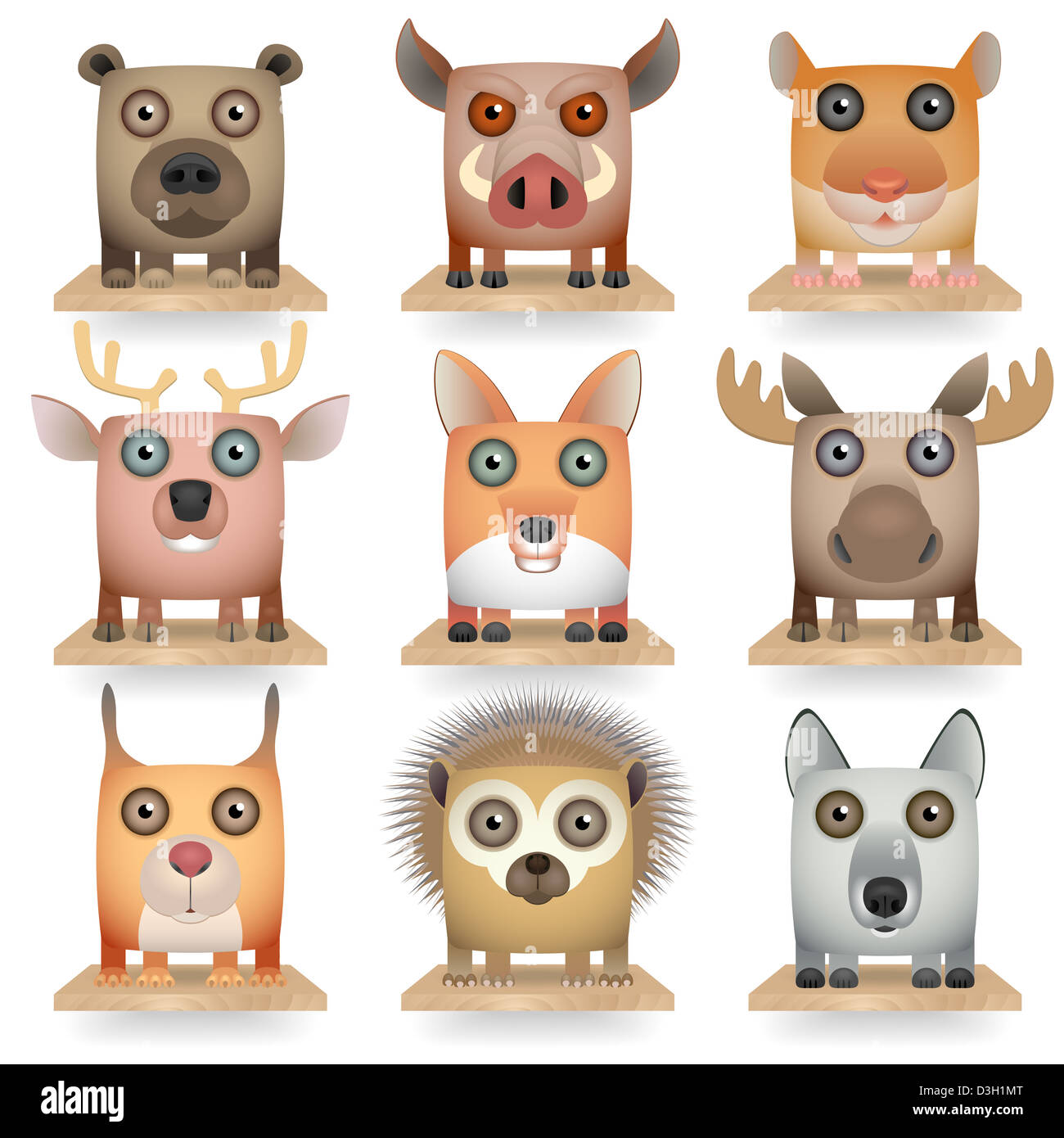 Wild animals icon set. Forest Animals Stock Photo - Alamy
