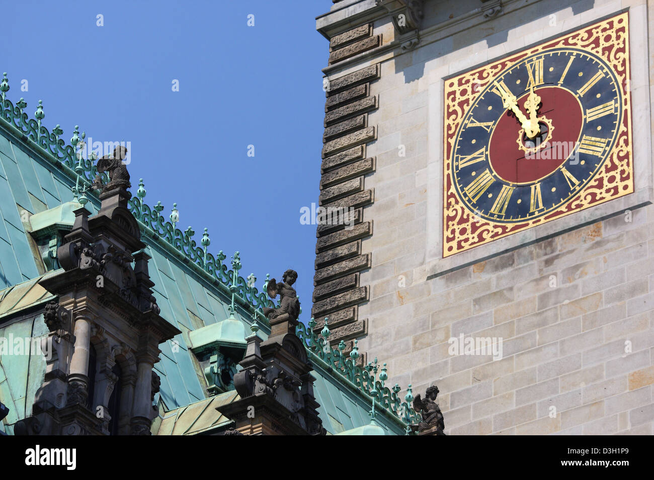 Hamburg, Germany, the clock at City Hall stands at five minutes to ...