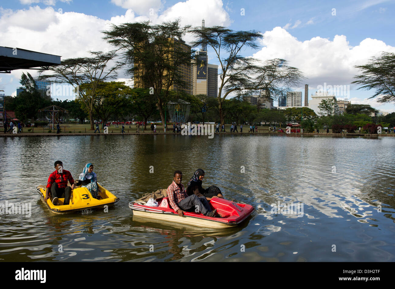 Boating on the lake in Uhuru Park, Central Nairobi, Kenya Stock Photo ...
