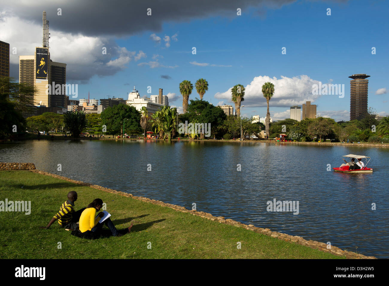 Boating on the lake in Uhuru Park, Central Nairobi, Kenya Stock Photo ...